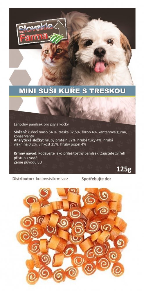 Mini suši kuře s treskou 125g | GranuleBardog.cz