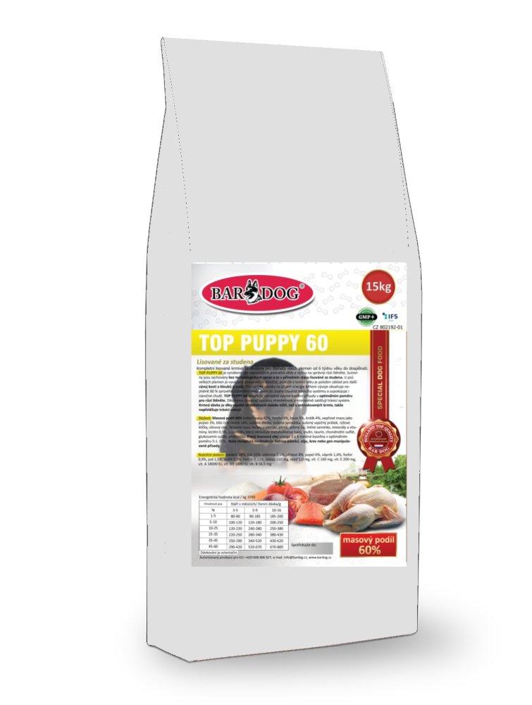 Lisované krmivo pro psy Top Puppy 60 - 15 kg | Kralovstvikrmiv.cz